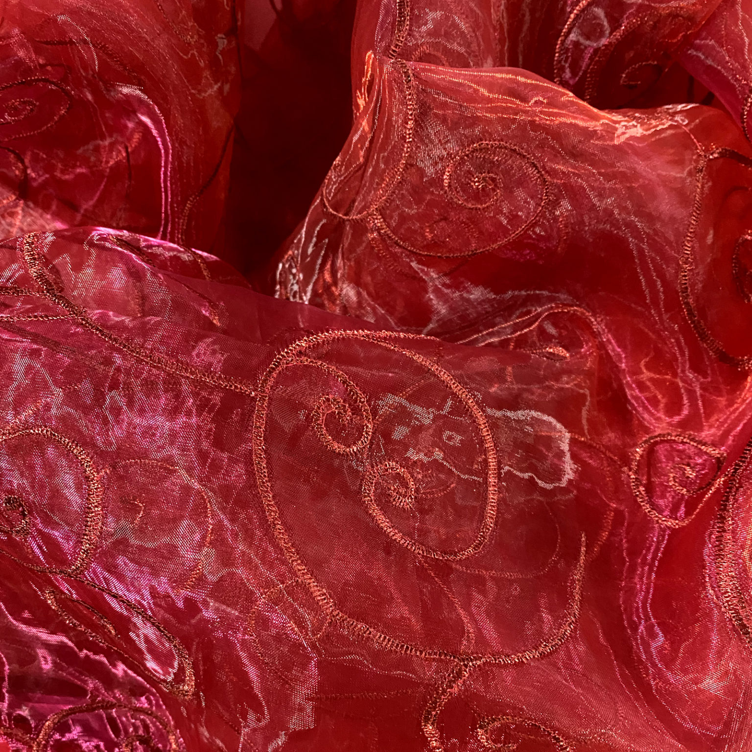 Apple Red Embroidered Swirl Overlay – EVENTS TO REMEMBER